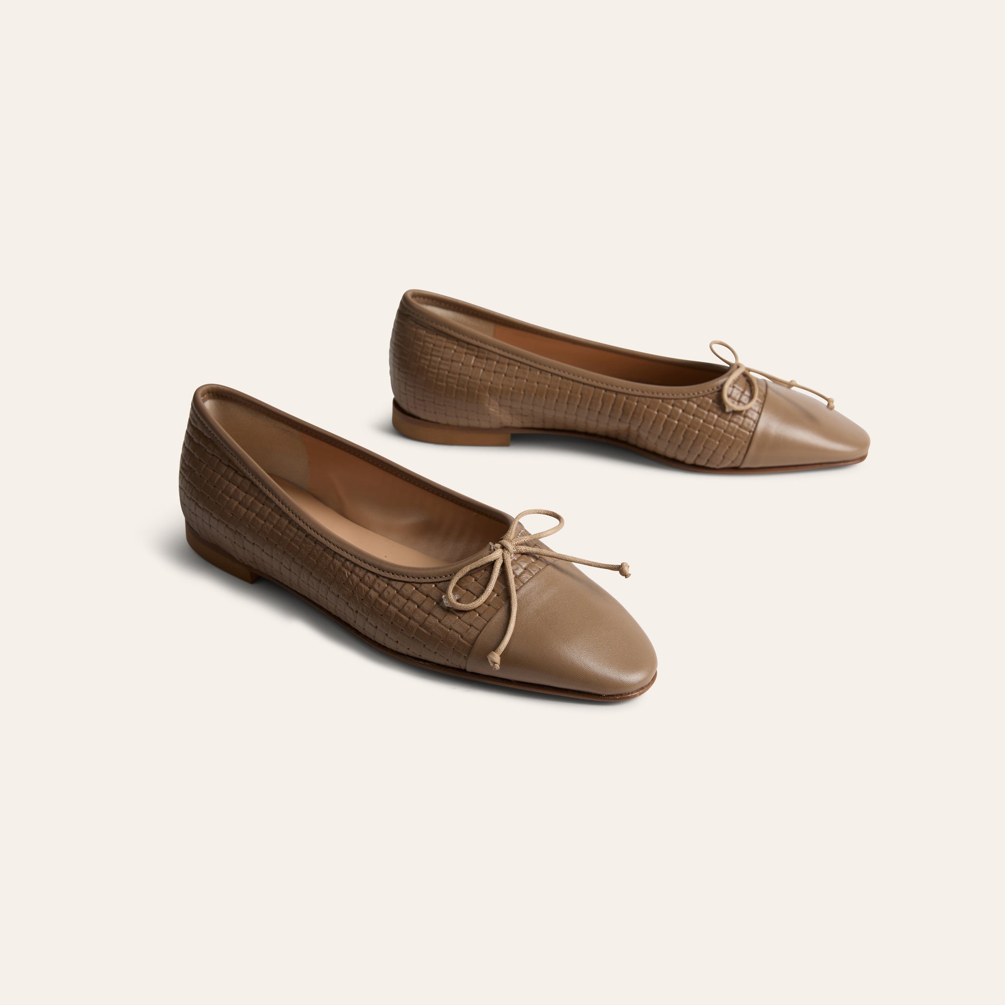 Como Woven Taupe Leather Ballet Flats | A.Soliani – A. Soliani