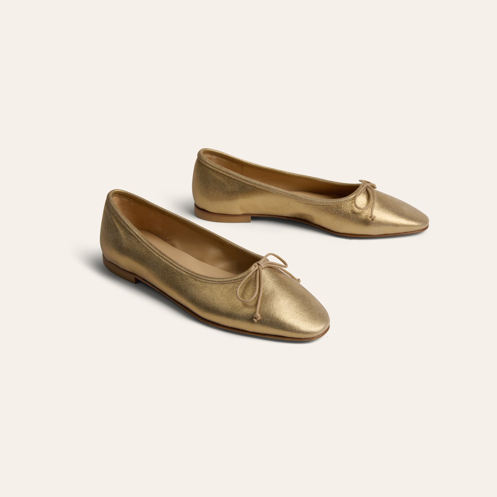 Como Italian Leather Ballet Flats in Gold Foil | A. Soliani