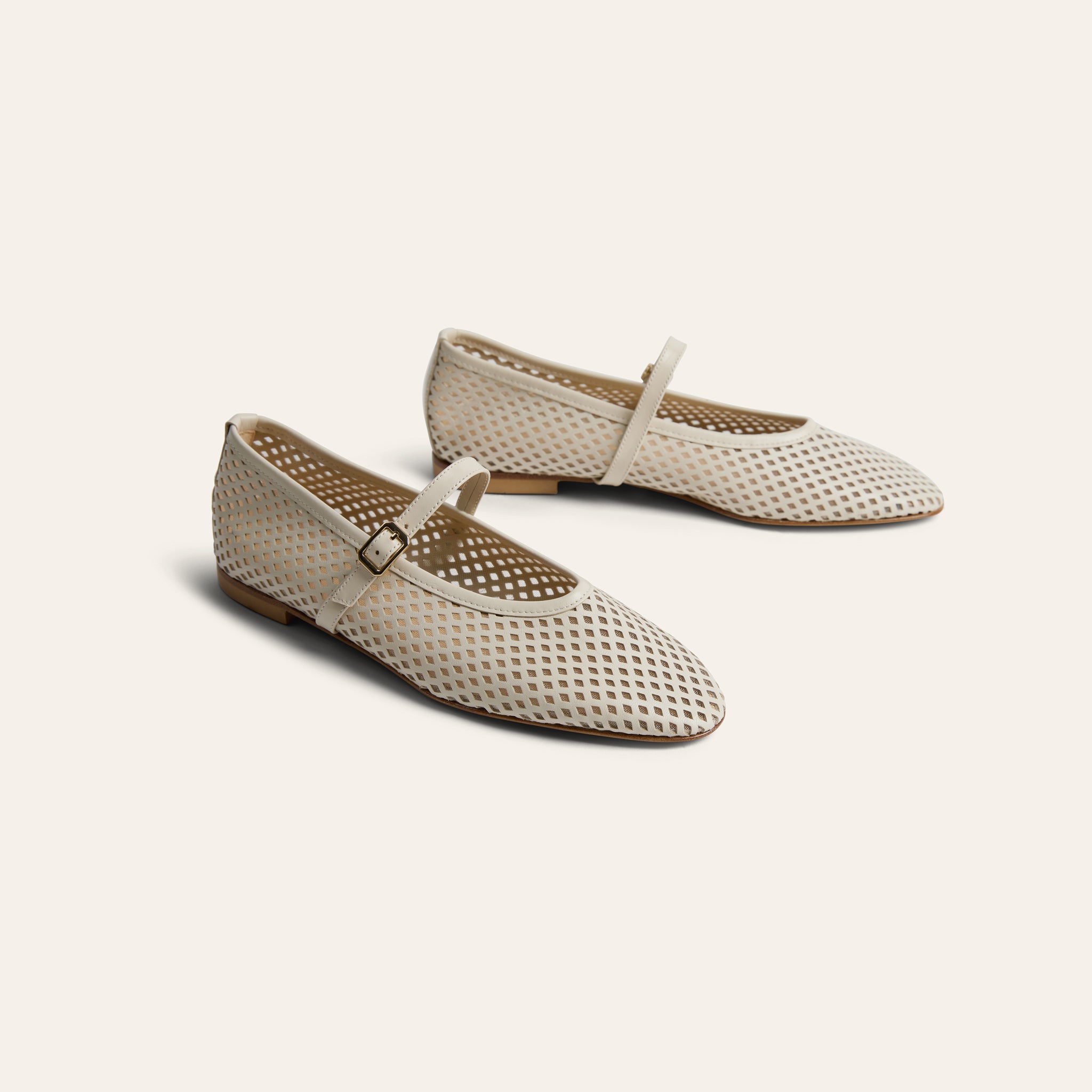Cori Italian Leather Ballet Flats in Ivory | A. Soliani