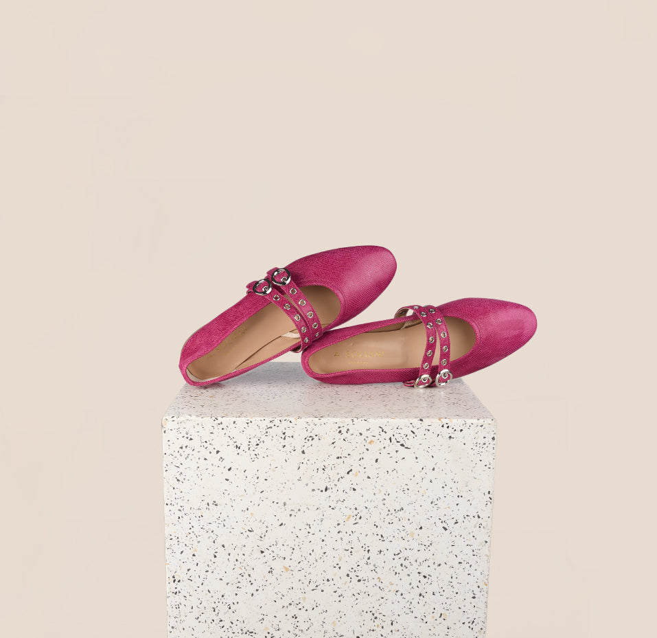 Como Italian Leather Ballet Flats in Raspberry | A. Soliani
