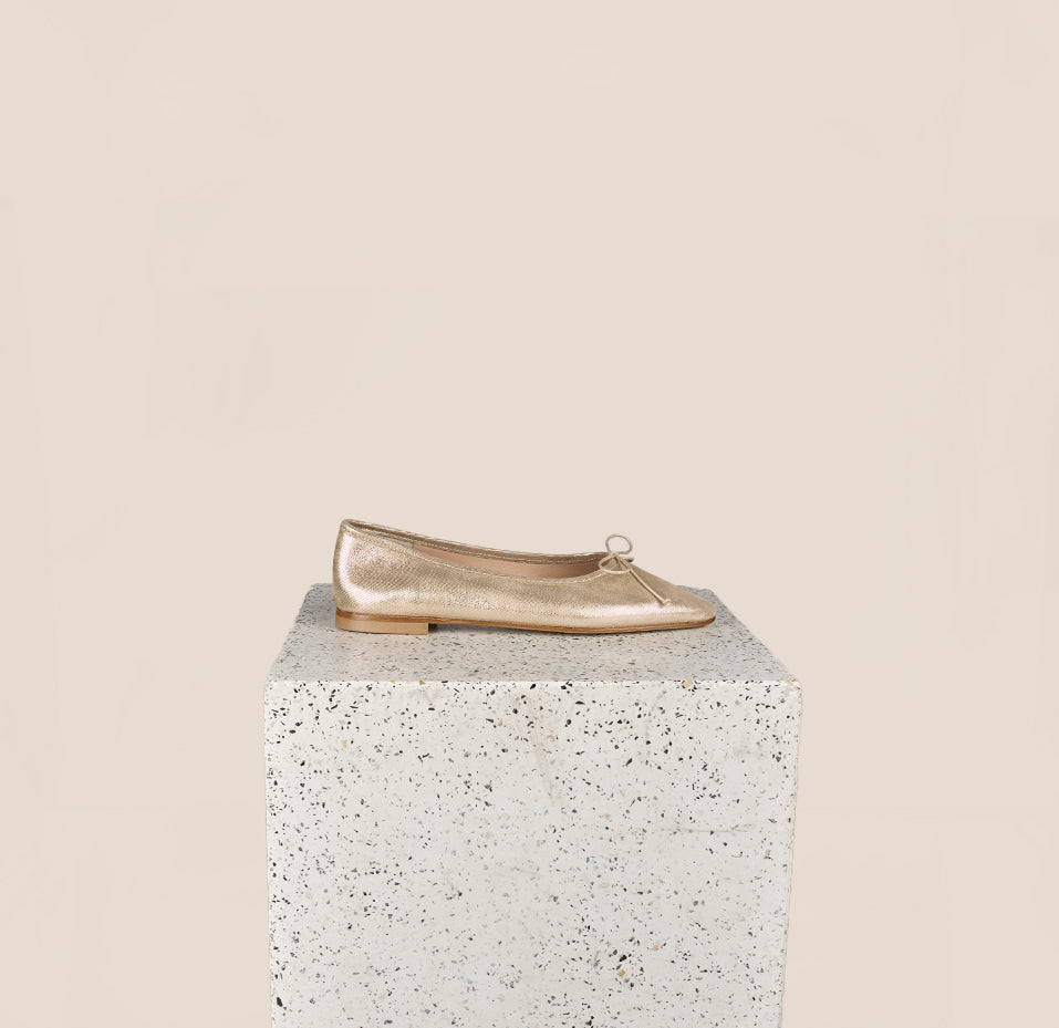 Como Italian Leather Ballet Flats in Gold | A. Soliani