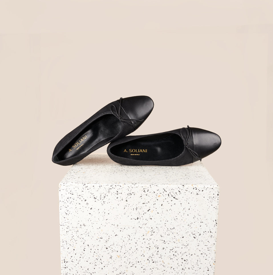 Como Ballet Flat in Black Diamond Leather | A.Soliani – A. Soliani