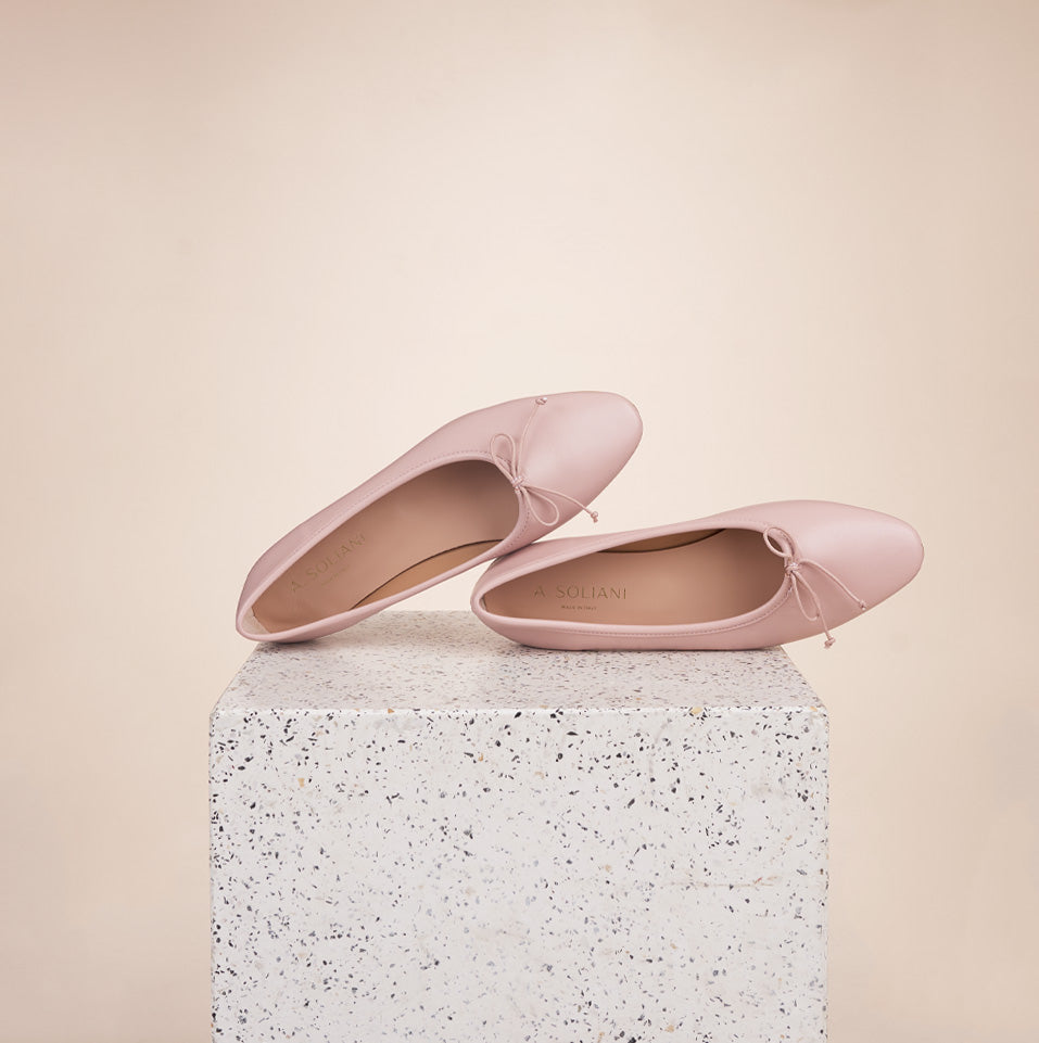 Como Italian Leather Ballet Flat in Blush | A. Soliani