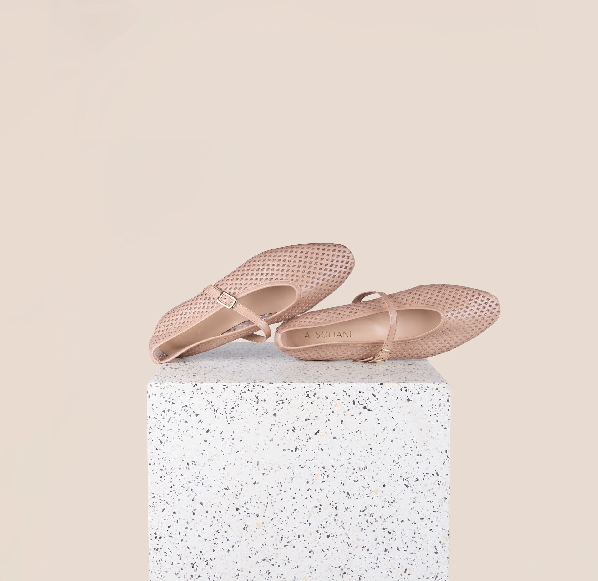 Cori Italian Leather Ballet Flats in Mystic White | A. Soliani