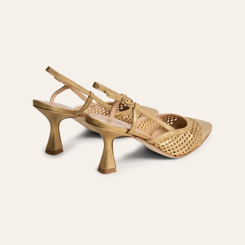 Como Italian Leather Ballet Flats in Gold Foil | A. Soliani