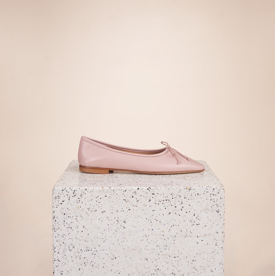 Como Italian Leather Ballet Flat in Blush | A. Soliani